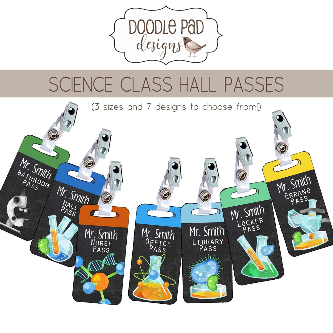 Personalized Science Class Hall Passes, Classroom Management Decor ...