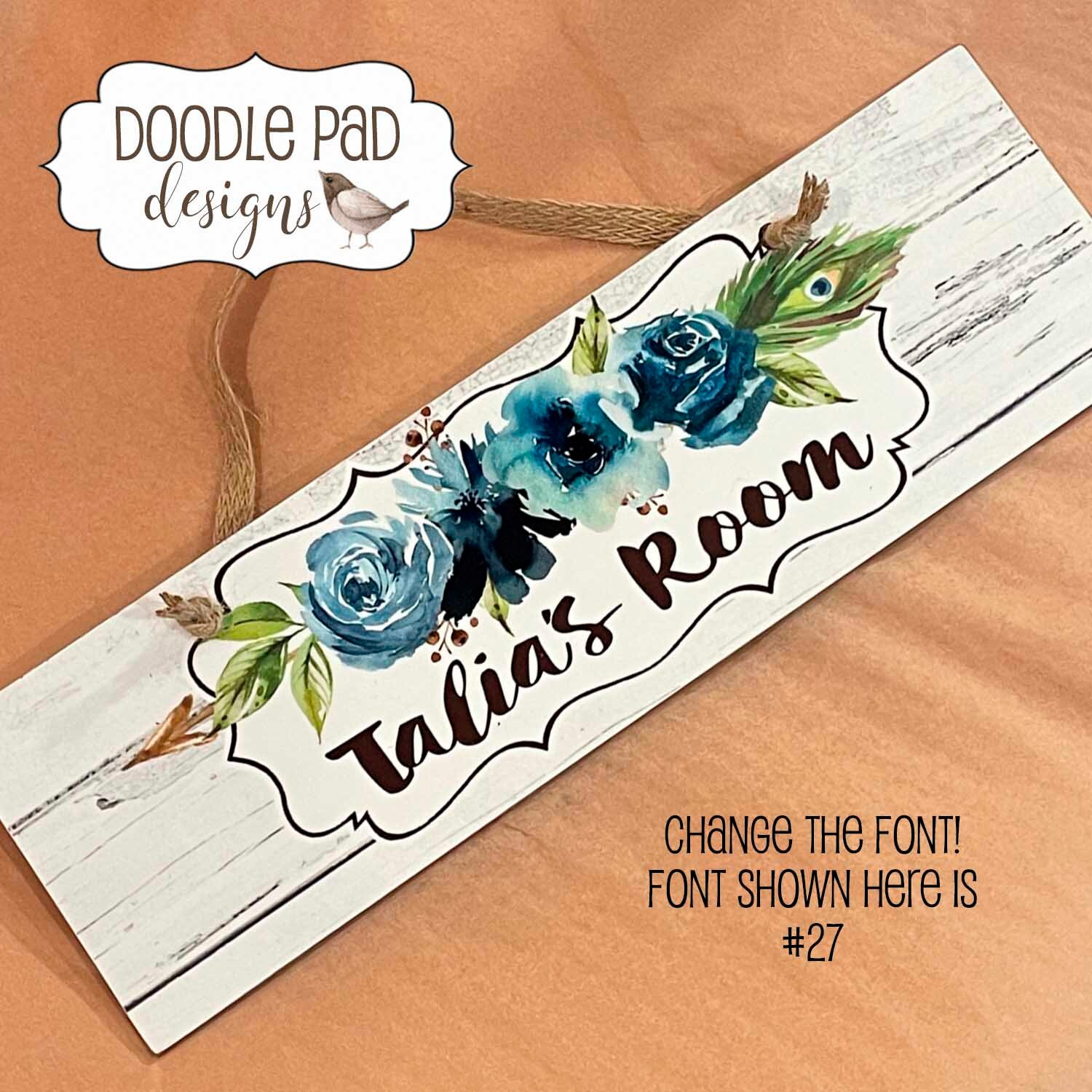 Girls Room Door Sign Floral Nursery Decor Boho Name Sign | Etsy