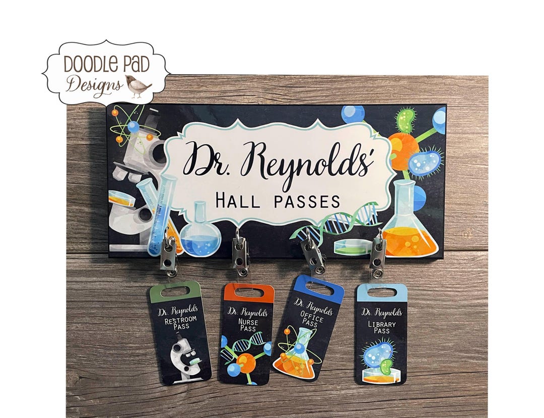 Personalized SCIENCE Classroom Decor, Hall Passes Sign, Teacher Gift ...