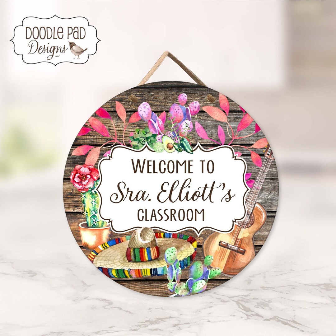 Teacher Door Sign Spanish Classroom Door Hanger Welcome Door Sign for ...
