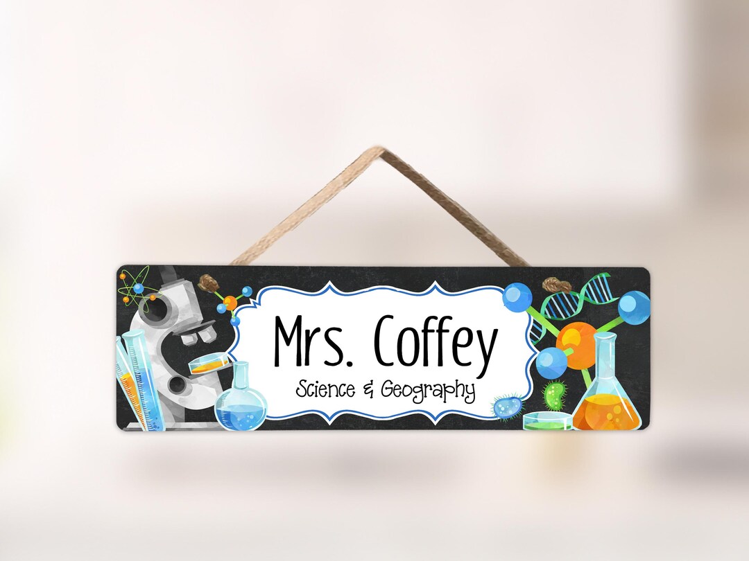 Teacher Door Sign Science & Geography Class Name Hanger Personalized ...