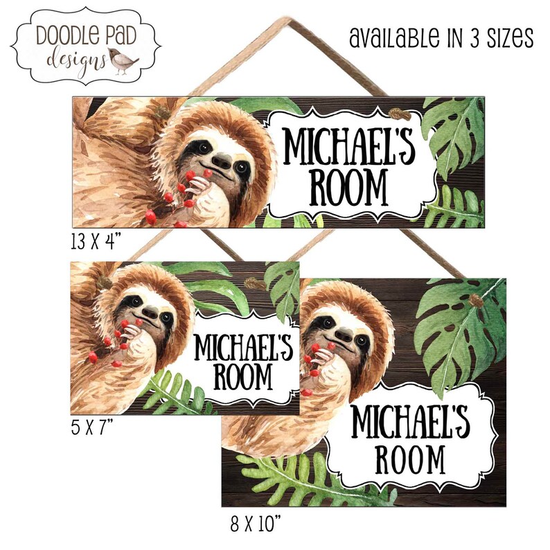 Sloth Door Sign Boy's Room Decor Faux Wood Sign | Etsy