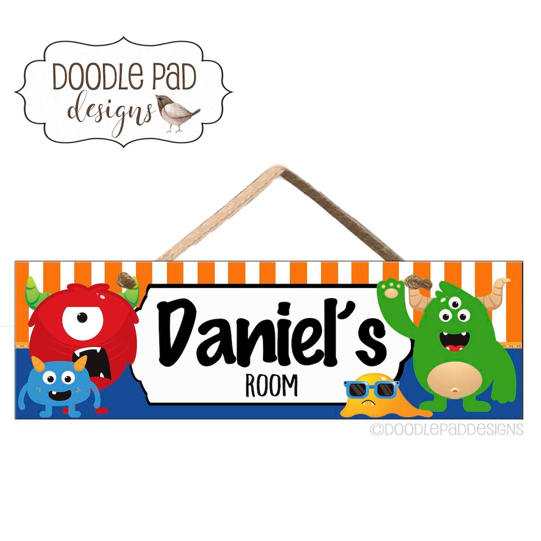 Custom Door Sign Monsters Name Sign for Kids Personalized Door Hanger ...