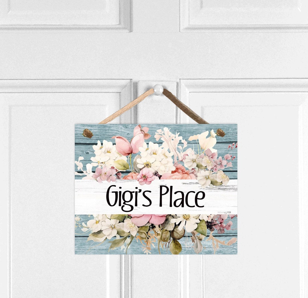 Pink and White Floral Door Sign, Assisted Living Custom Door Decor ...