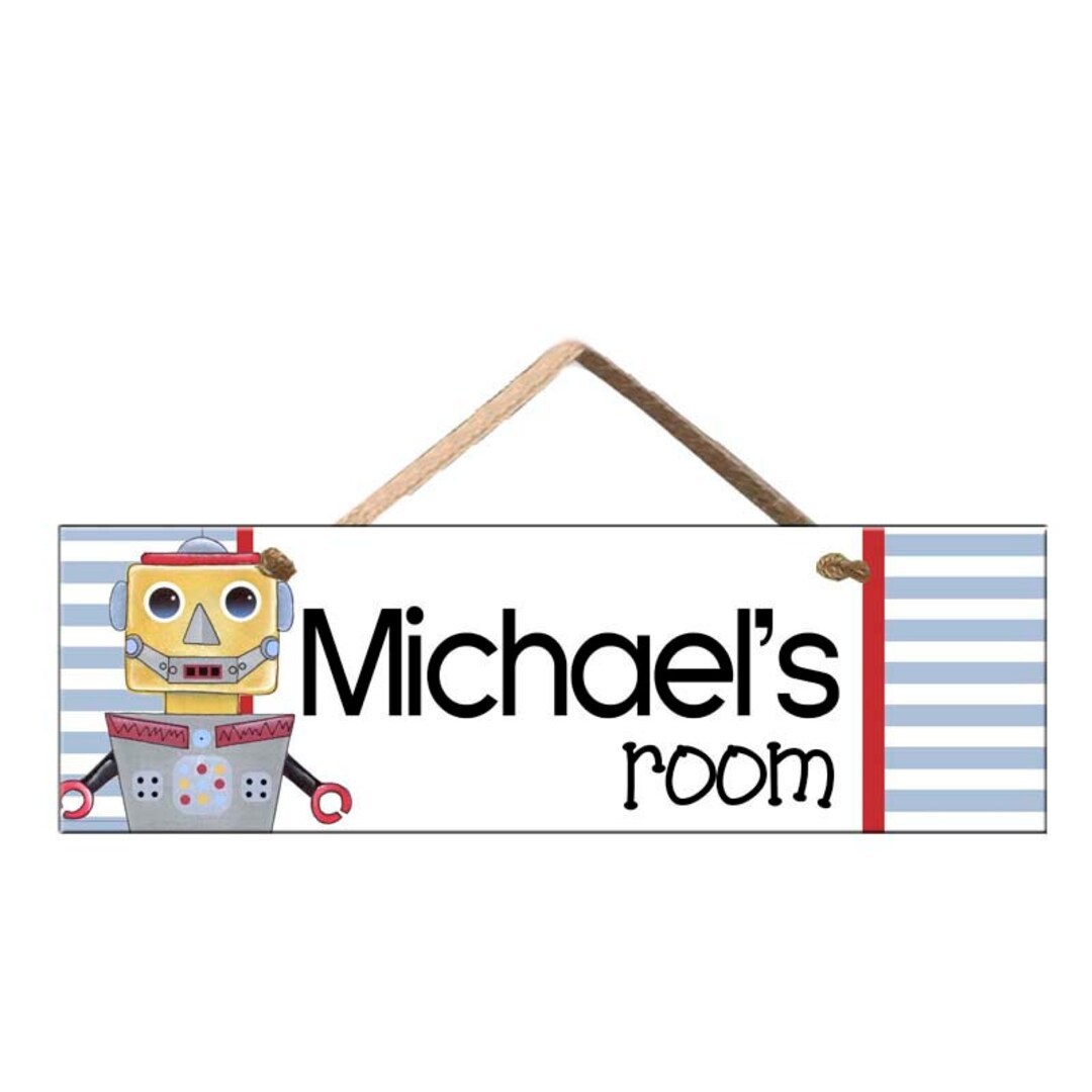 Robot Door Sign, Personalized Door Sign, Kids Name Sign - Etsy