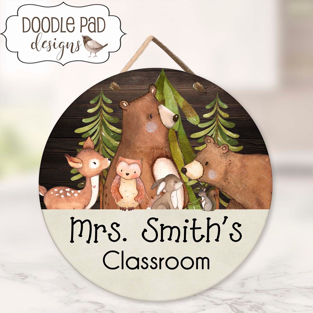 Woodland Animal Classroom Door Sign, 12" Circle Sign, Teacher ...