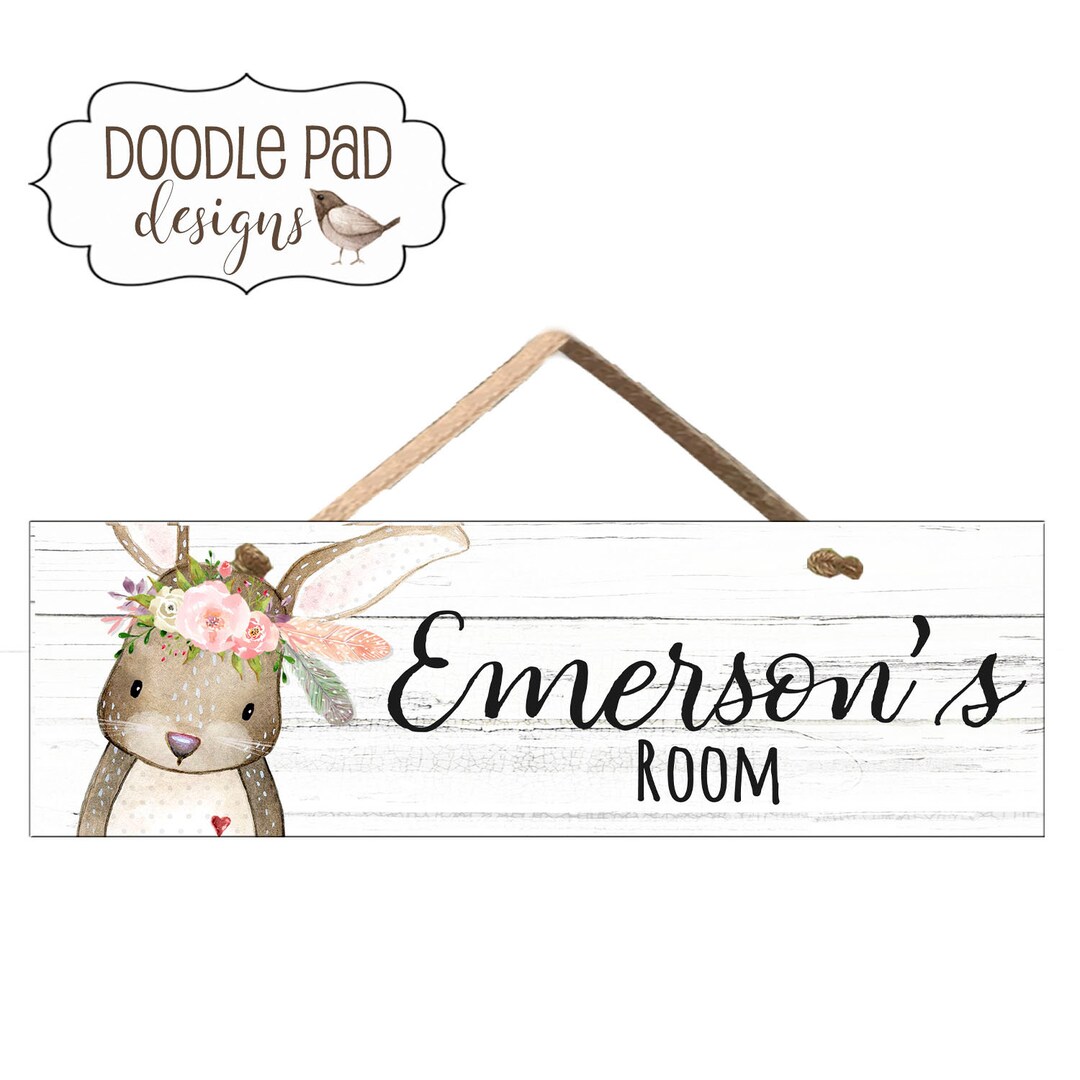 Custom Door Sign Personalized Bunny Door Name Hanger Kids Room Sign ...