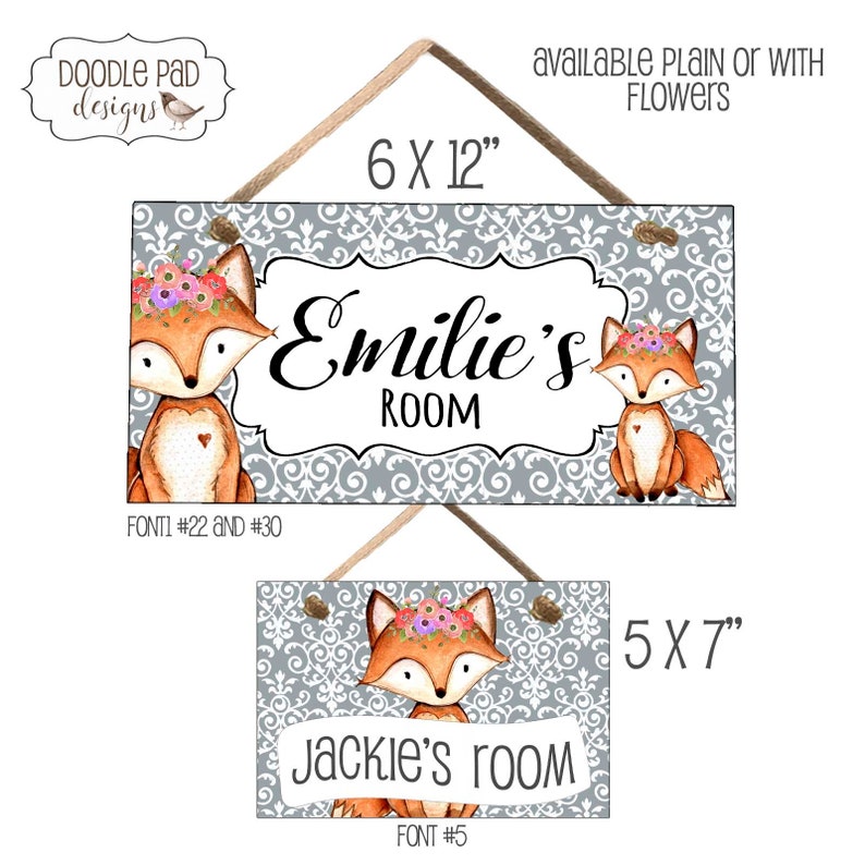 Personalized Woodland Fox Door Name Sign | Etsy