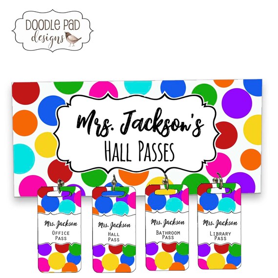 Polka Dot Classroom Decor Hall Passes Sign Teacher Gift - Etsy