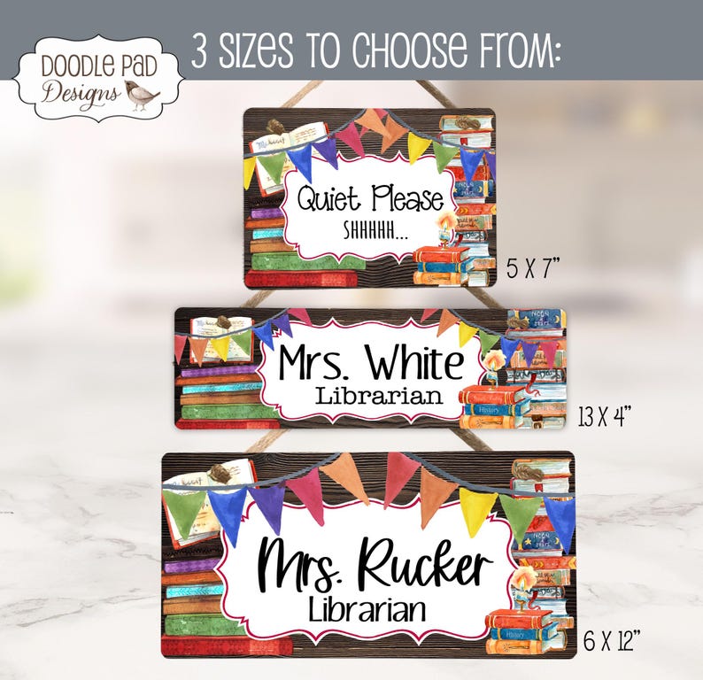 Library or Reading Nook Door Sign | Personalized Librarian Office Sign ...