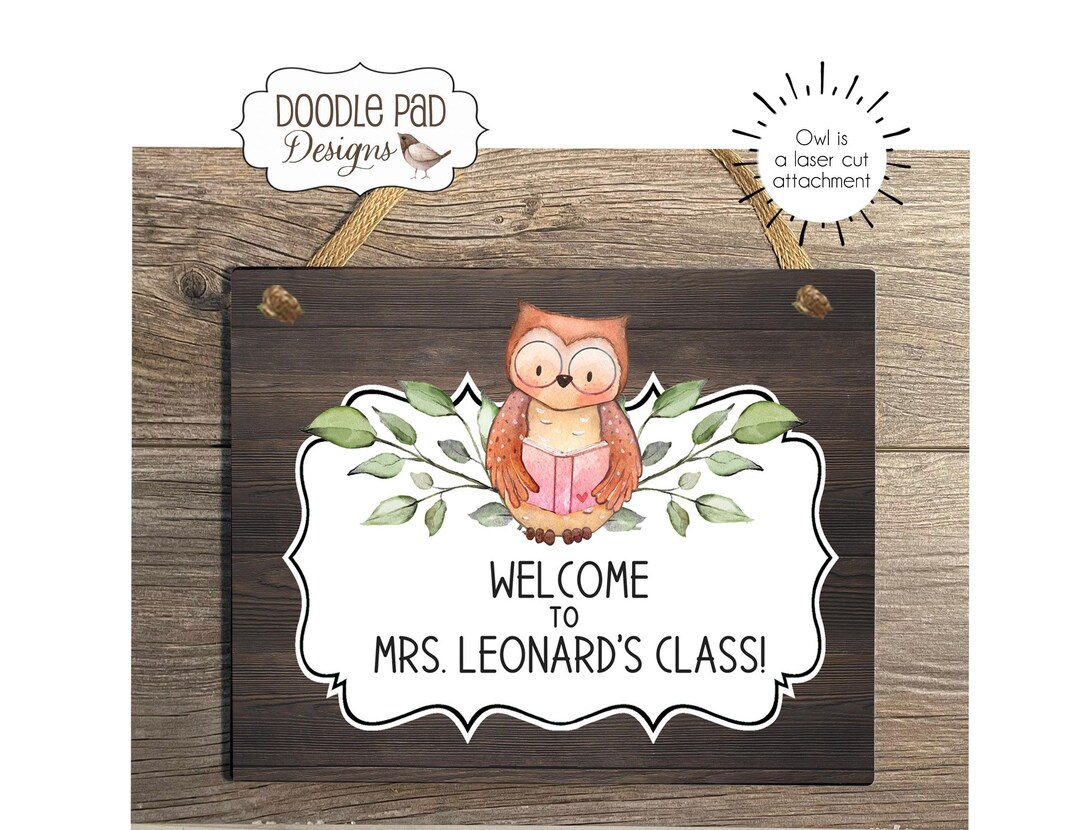 Teacher Door Sign Owl Reading Classroom Door Hanger English Teacher ...