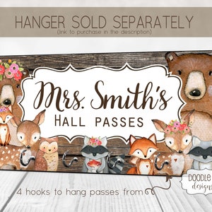 Personalized Woodland Animals Hall Passes, Fox and Bear Hall Passes ...