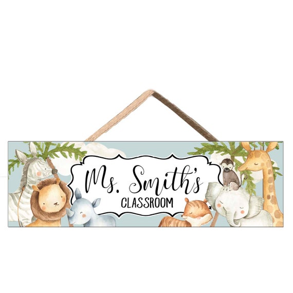 Personalized Jungle Safari Animals Classroom Door Sign | Etsy