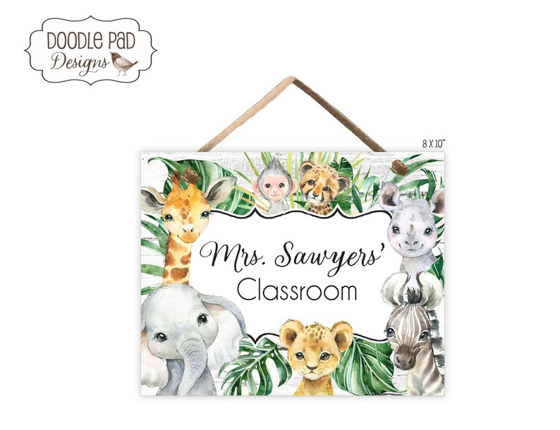 Teacher Door Sign Safari Classroom Theme African Animals Classroom ...