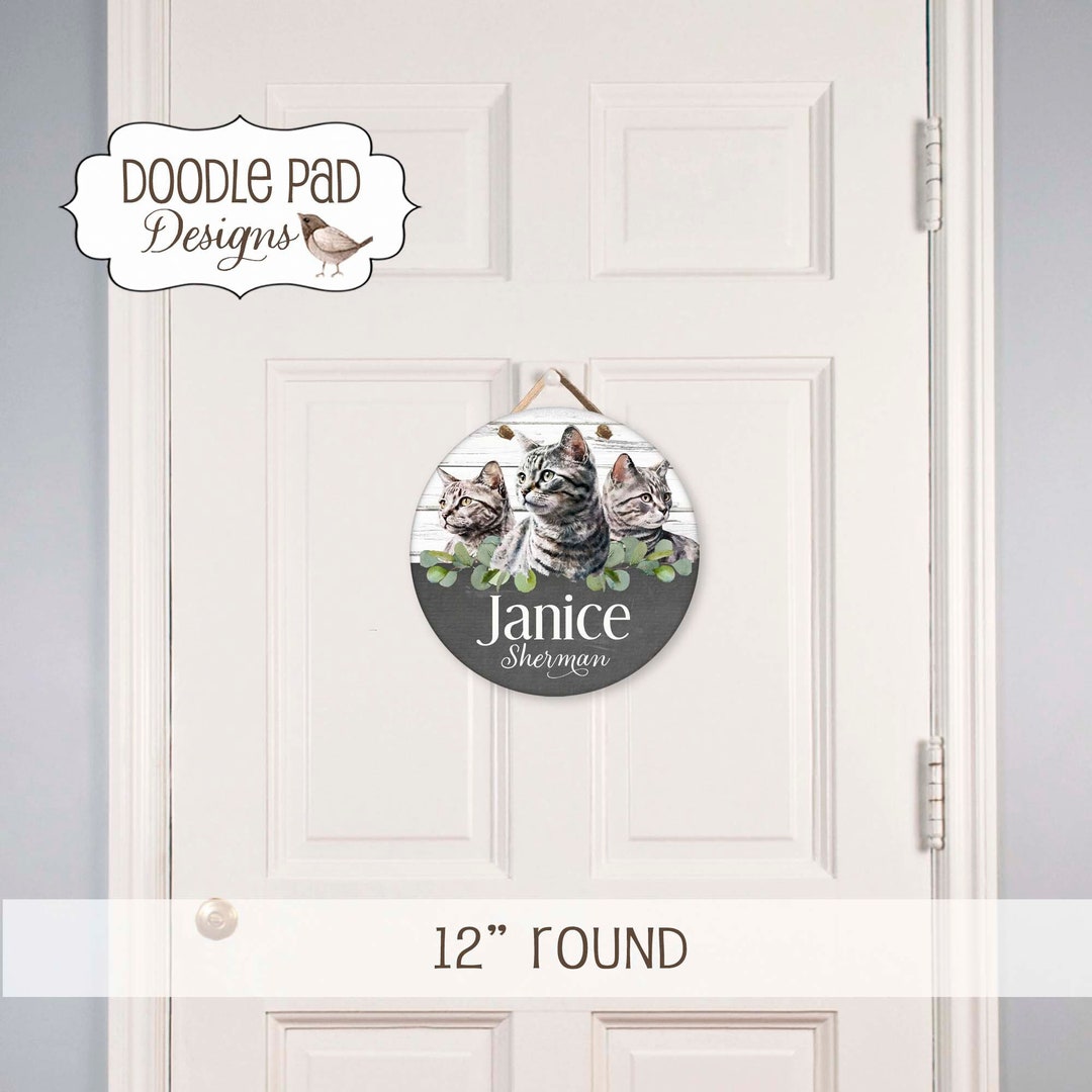 Custom Door Sign Cats Assisted Living Door Hanger Name Sign With Cats ...