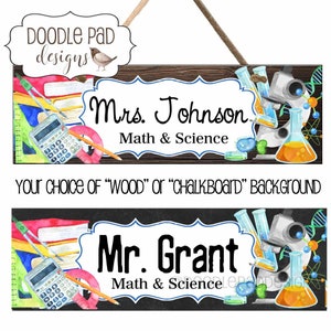 Math and Science Class Door Sign, Personalized Teacher Classroom Door ...