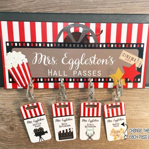 Personalized Classroom Decor, Movie Hall Passes Sign, Teacher Gift ...