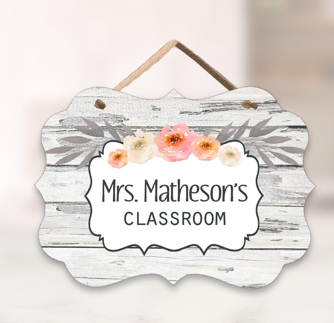 Farmhouse Classroom Door Sign for Teacher Gift, Faux Shiplap Classroom ...