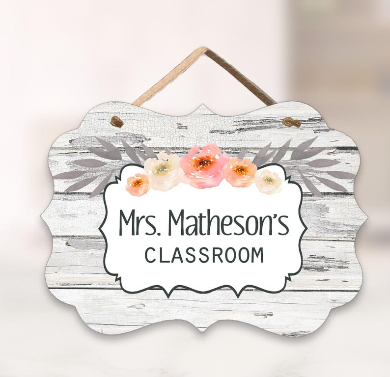 Farmhouse Classroom Door Sign for Teacher Gift, Faux Shiplap Classroom ...
