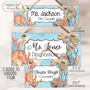Classroom Door Sign, Sea Shells and Starfish Decor, Ocean Theme Door ...