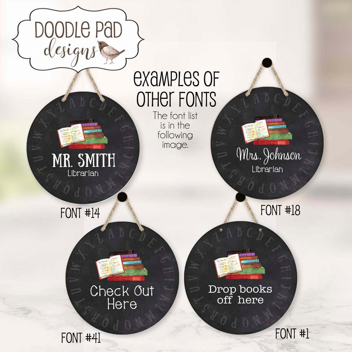 Round Chalkboard Library Circulation Desk Sign Librarian Name - Etsy