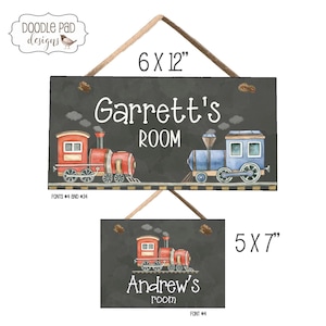 Watercolor Trains Door Sign, Boy's Room Decor, Personalized Train Door ...