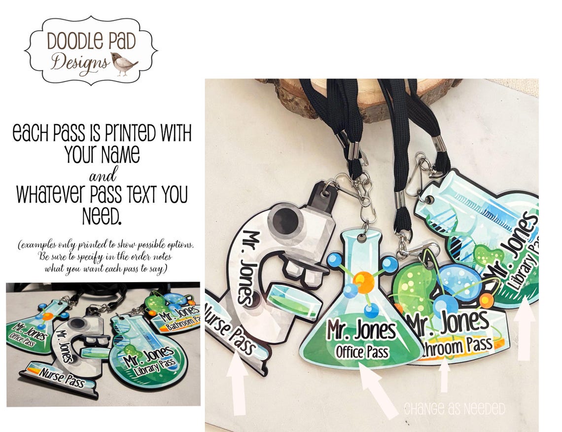 Custom Hall Passes Science Class Bathroom Pass Science Teacher ...