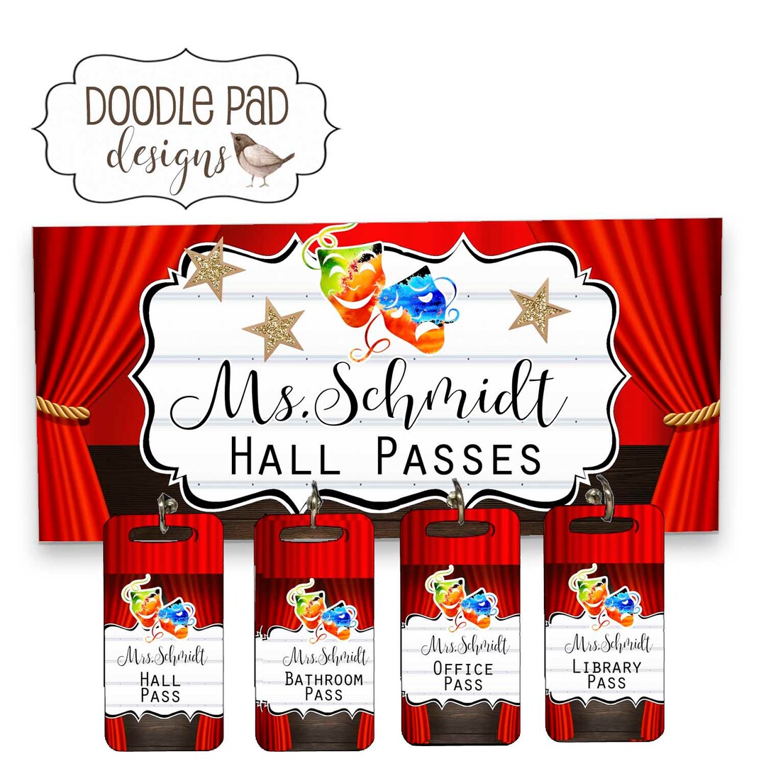 Personalized Theater Classroom Decor, Drama Hall Passes Sign, Teacher ...