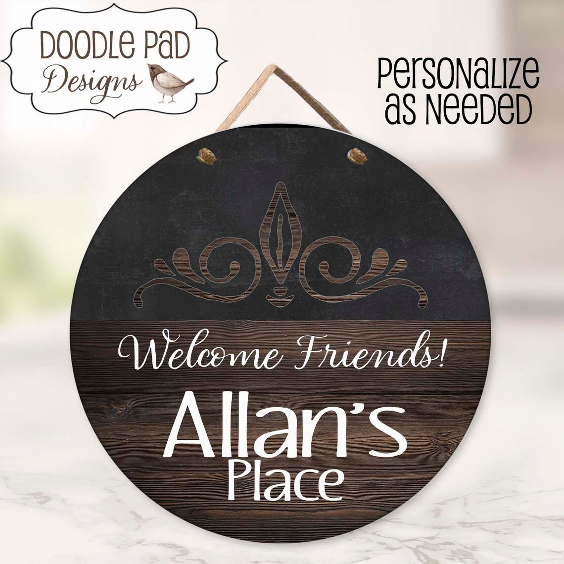 Personalized Round Door Sign for Assisted or Senior Living Apartment ...