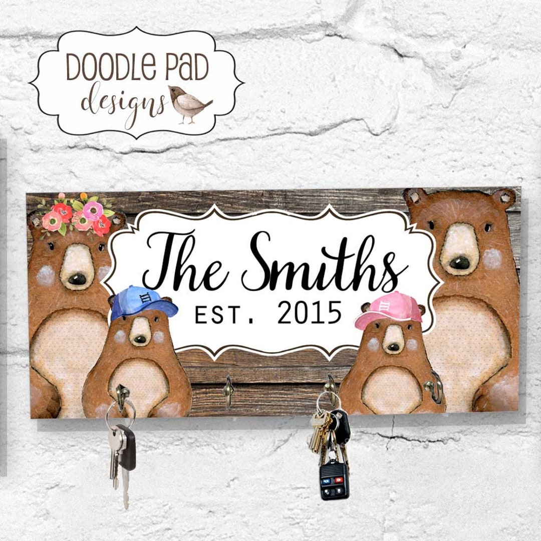 Personalized Key Rack Hook Organizer Entryway Woodland Animals Decor ...