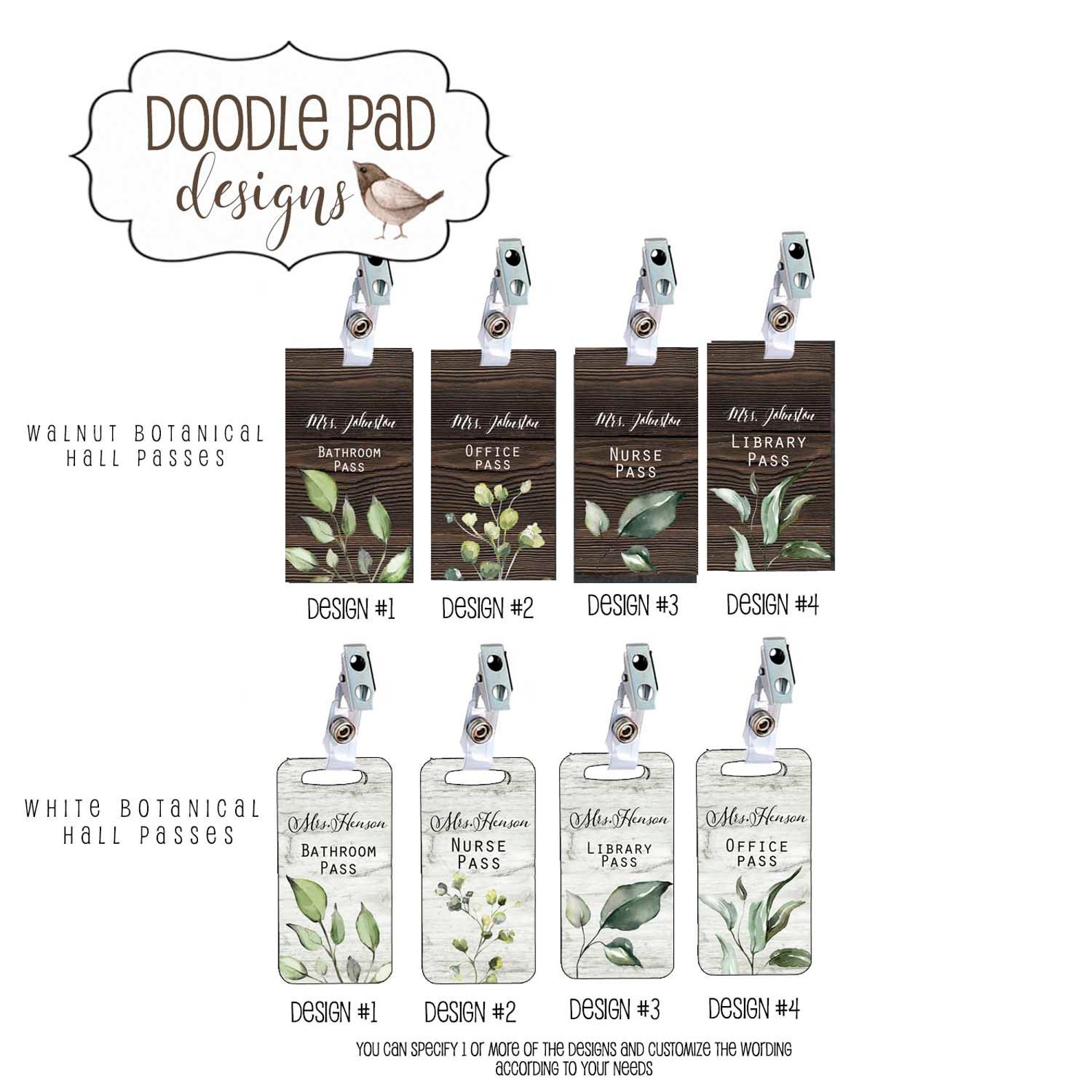 Personalized Hall Passes Add-on Hall Passes Various Themes | Etsy