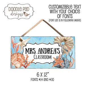 Classroom Door Sign, Sea Shells and Starfish Decor, Ocean Theme Door ...