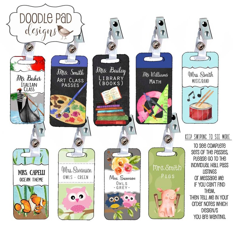 Personalized Hall Passes Add-on Hall Passes Various Themes - Etsy