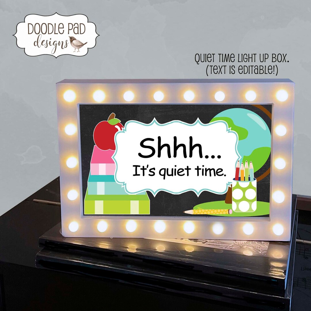 Teacher Classroom Decor, Lighted Box Sign, Teacher Gift, Quiet Time ...