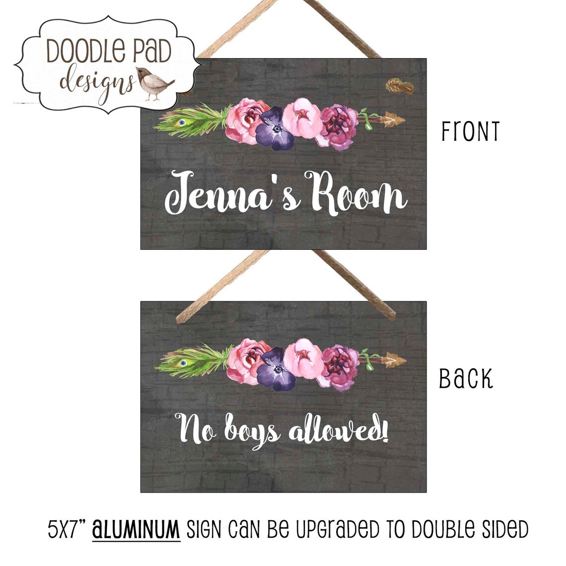 Boho Girls Name Room Door Sign | Etsy