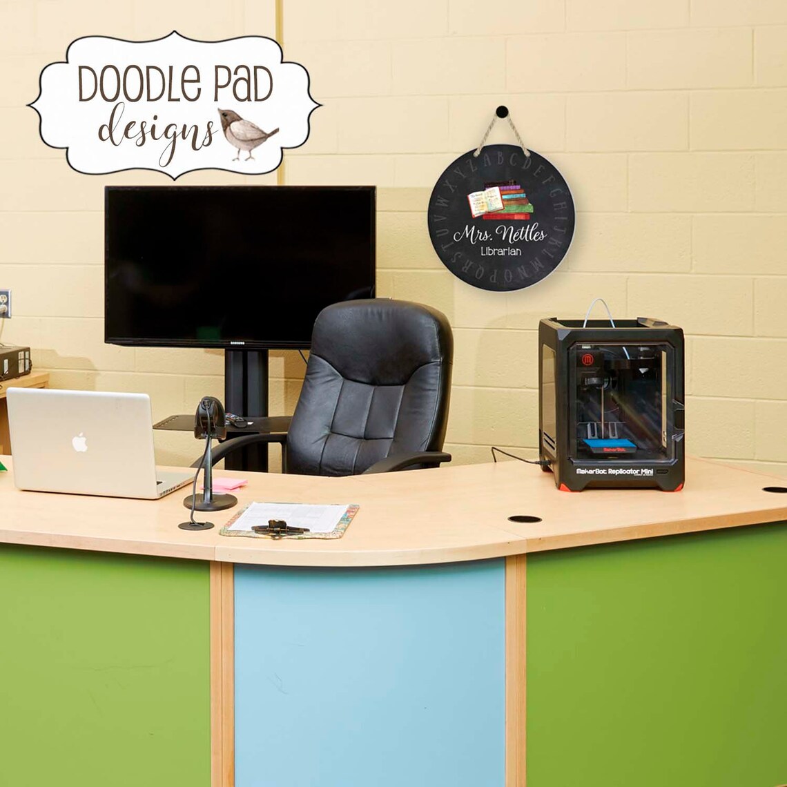 Round Chalkboard Library Circulation Desk Sign Librarian Name - Etsy