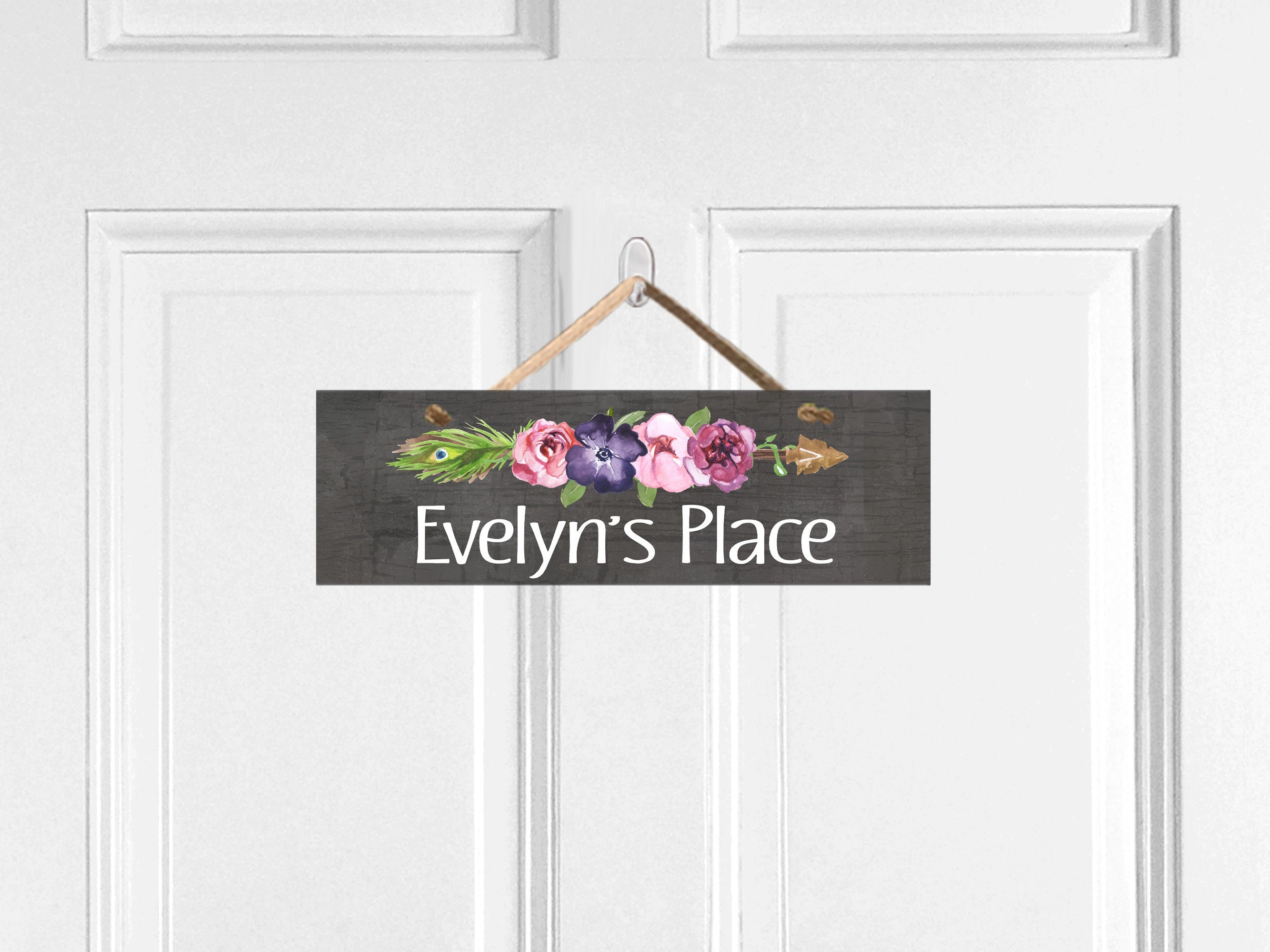 Watercolor Flowers Name Room Door Sign for Senior Living, Assisted ...