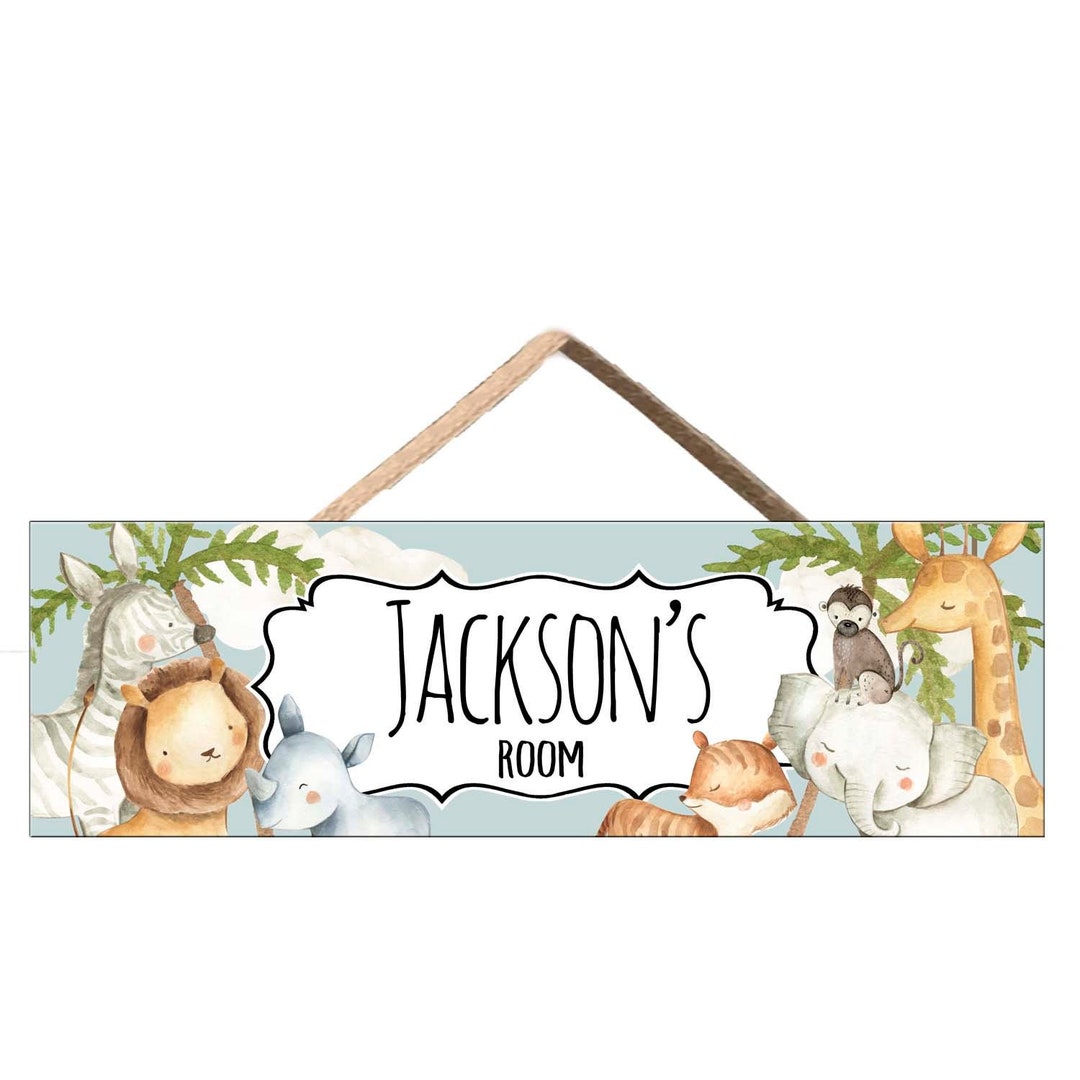 Personalized Jungle Safari Animals Kids Bedroom Door Sign - Etsy
