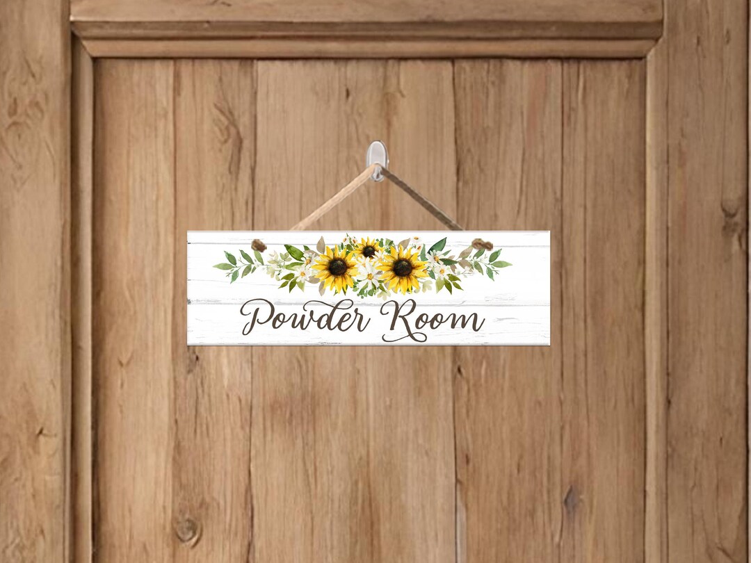 Custom Door Sign SUNFLOWER Bathroom Door Sign Powder Room Decor ...