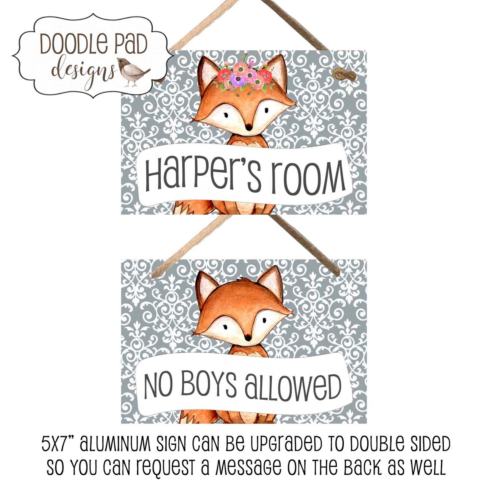 Personalized Woodland Fox Door Name Sign | Etsy