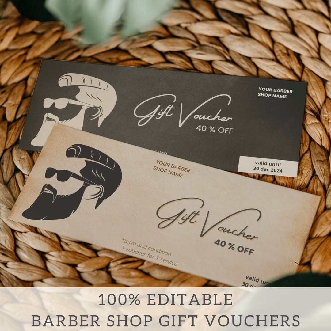 Editable Barber Shop Gift Coupon Barber Loyalty Card Barber Gift ...