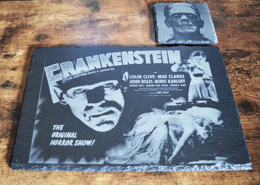 Set of Frankenstein and Bride of Frankenstein Slate Placemats, Gothic ...