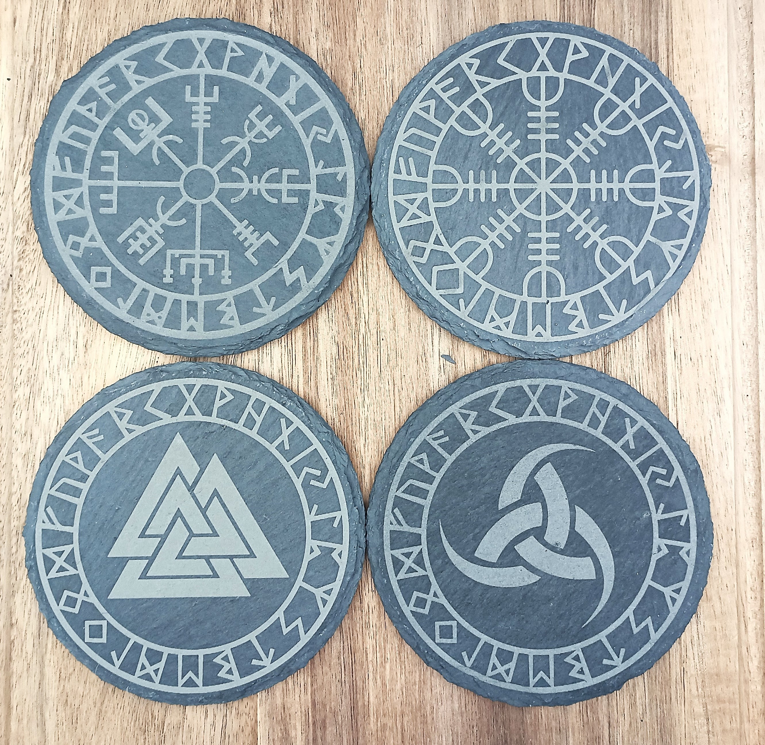 Set of 4 Norse Symbol Slate Coasters. Viking Gifts - Etsy