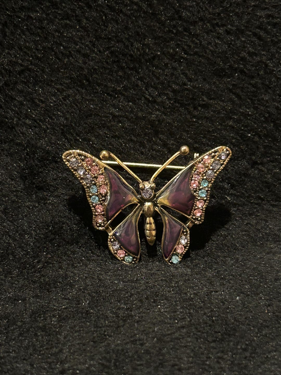 Liz Claiborne LC Butterfly Brooch Purple and Rhinestone Pin Vintage ...