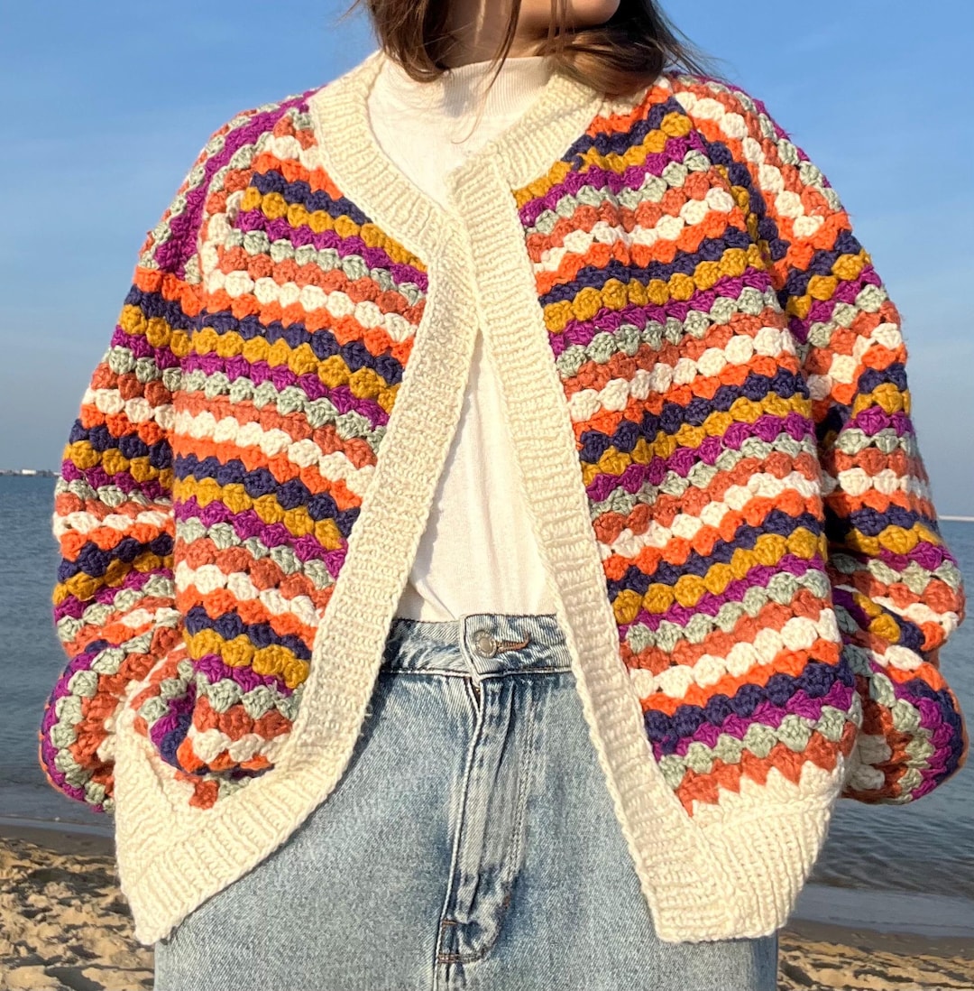Crochet Cardigan, Crochet Colorful Cardigan, Handmade Cardigan, Crochet ...