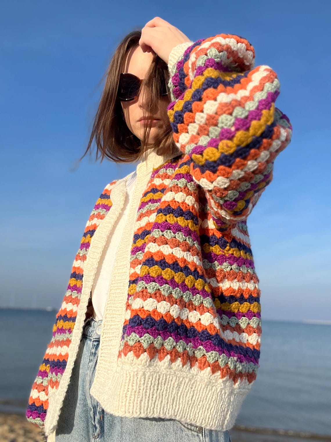 Crochet Cardigan, Crochet Colorful Cardigan, Handmade Cardigan, Crochet ...