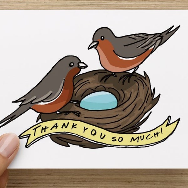 Robin Nest Thank You Card - Etsy