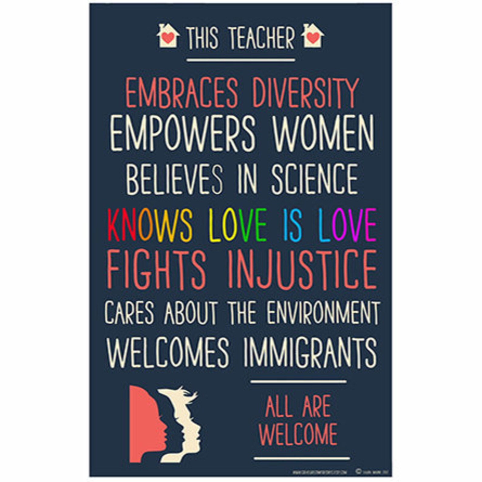 This Teacher Embraces Diversity Poster | Etsy