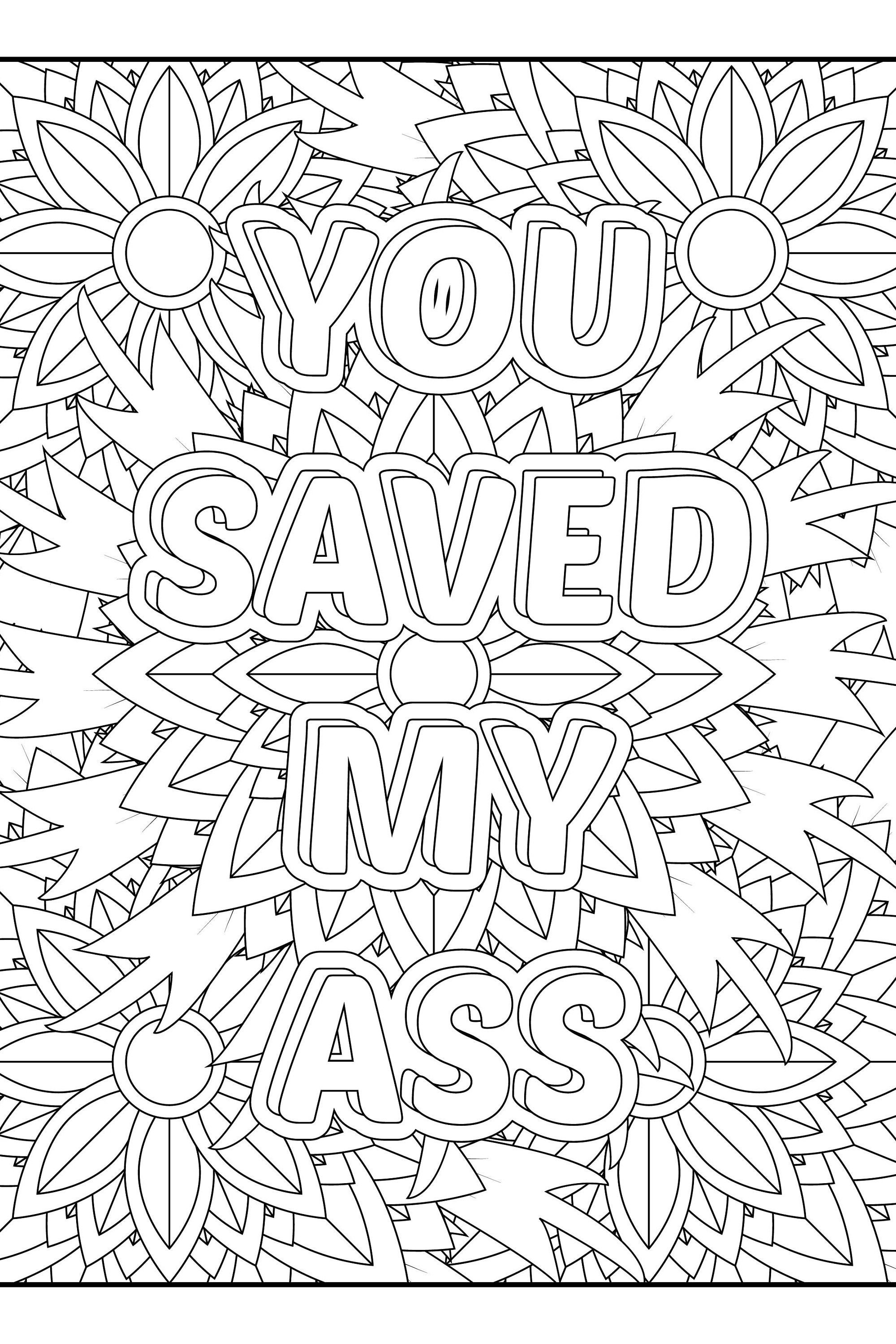 PNG, SVG, Adult Coloring Pages, Cursing, Swear Words Printable, Stress ...