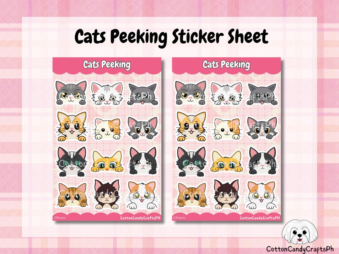 Cats Stickers | Peeking Cats Stickers PNG | Digital Stickers ...